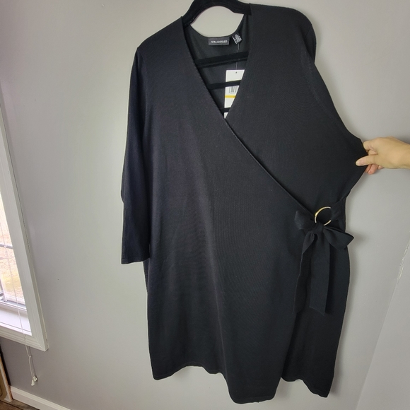 Nina Leonard | Dresses | Nina Leonard Womens Wrap Black Knit Dress Long ...